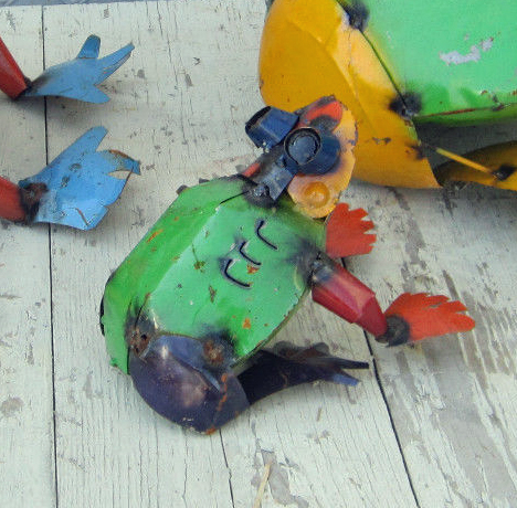 Small Rustic Frog - Colorful & Handmade Recycled Metal