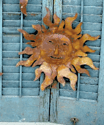 Small Metal Sun Face - Recycled Metal Art - Garden Ornament