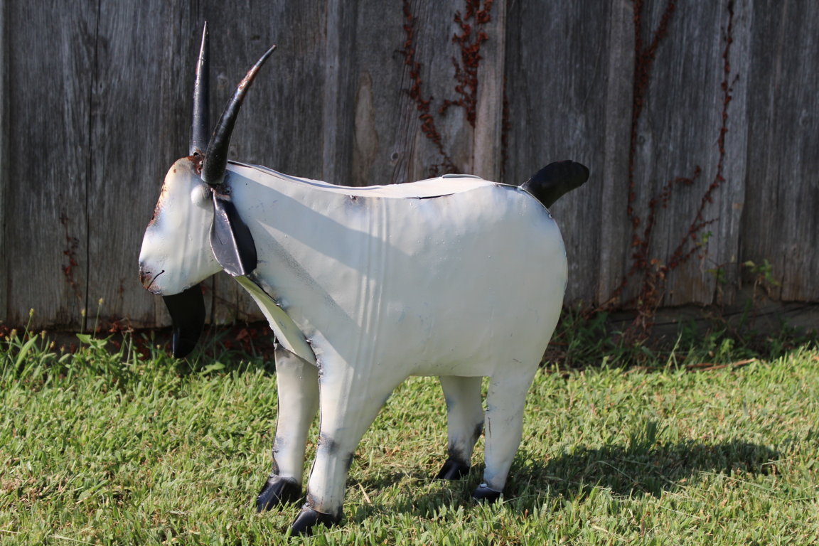 23" Small Gabe Tin Goat Recycled Metal Lawn Art
