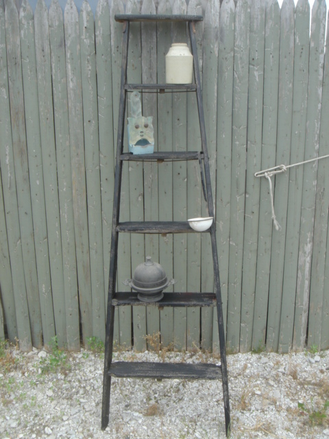 Half Wooden Stepladder Display Shelf - 6 Steps Ladder Shelving