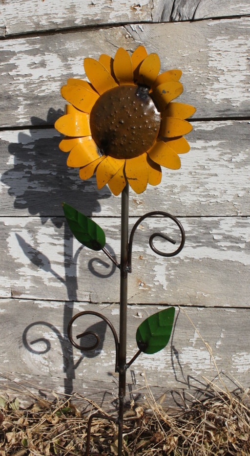 32" Metal Sunflower Flower Garden Stake