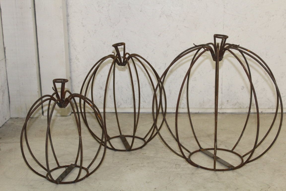 Three Sizes to Decorate Using Metal Pumpkins Fall Decor