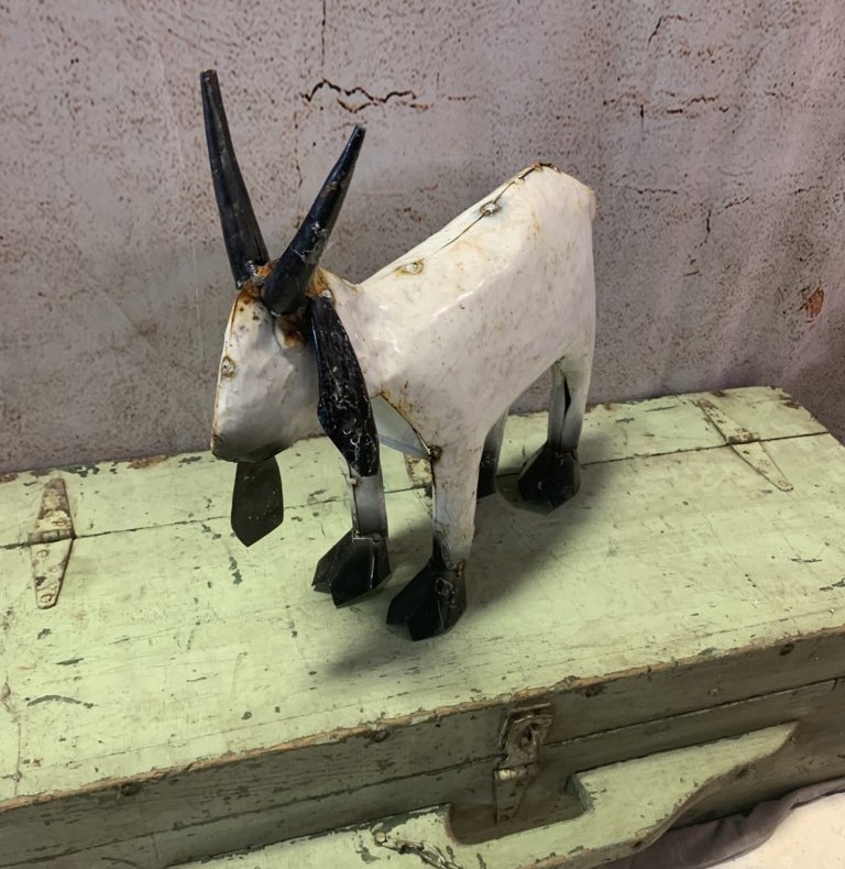 15" Gavin Small Goat Recycled Metal Lawn Art Yard Decor