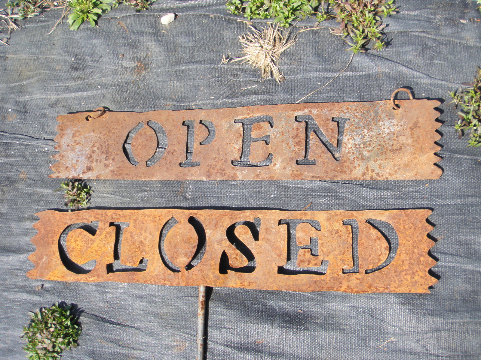 Rustic Tin Open - Closed Sign for Business