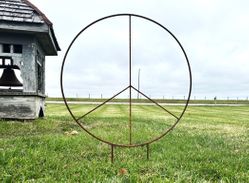 28" Metal Handmade Hippie Peace Yard Stake