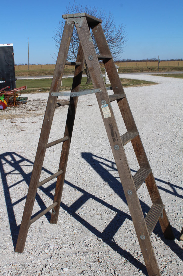 Vintage Wooden 6 Step Ladder - Rustic Display - No Shelf
