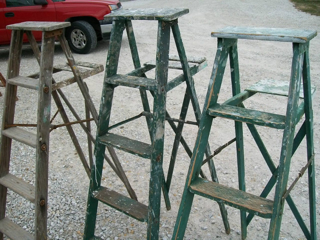Vintage Wooden 5 Step Ladders - Styles Vary