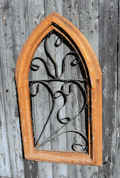 Wood and Iron Double Window Architectural Wall Hanging