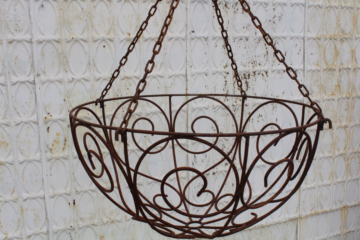 Wrought Iron 24" Diameter XLG Curly Hanging Basket