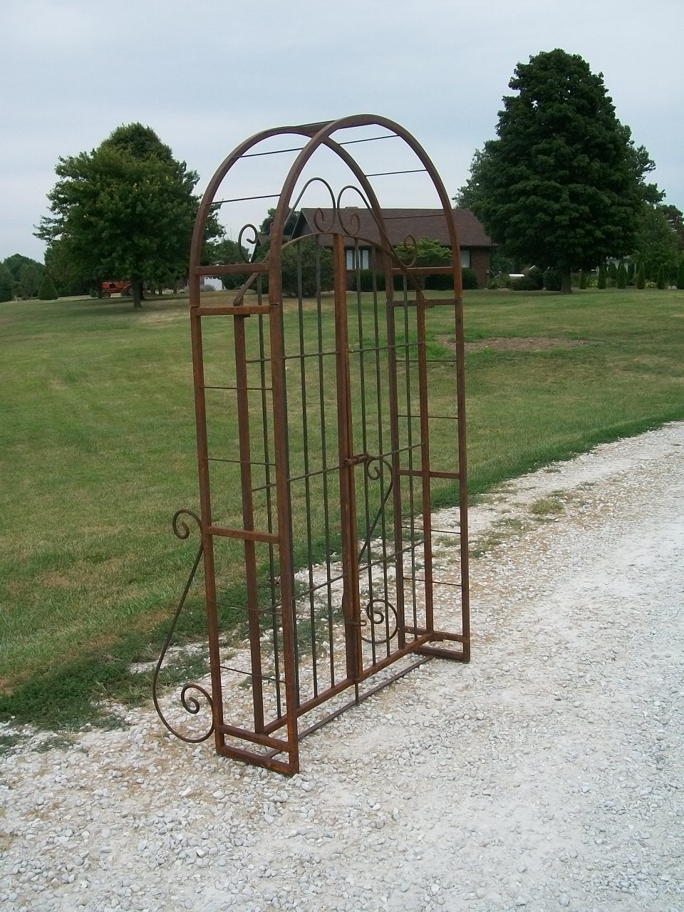 Wrought Iron 6' Arbor Gate Combo - Vintage Garden Arch