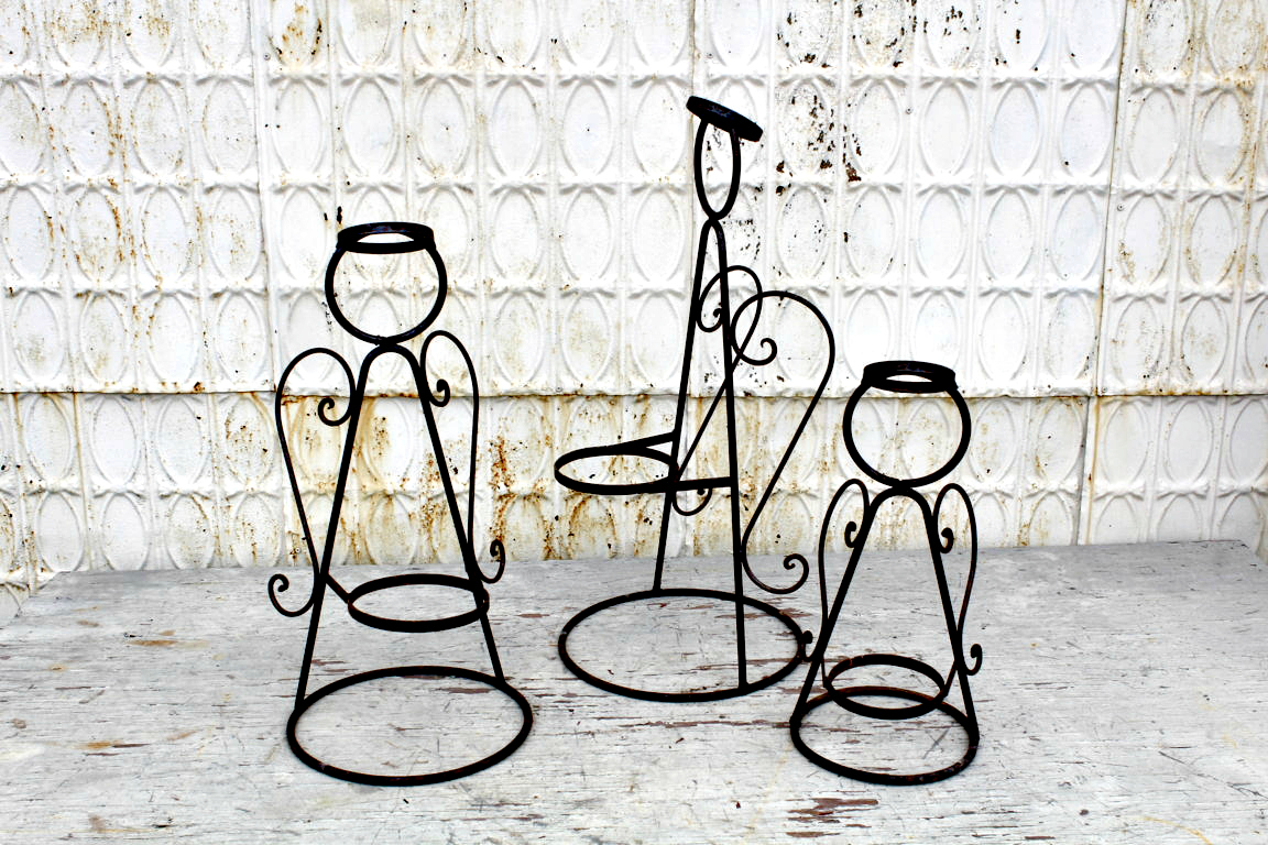 Wrought Iron Angel Pot Holders in 3 Sizes Holiday Decor Candy Dishes