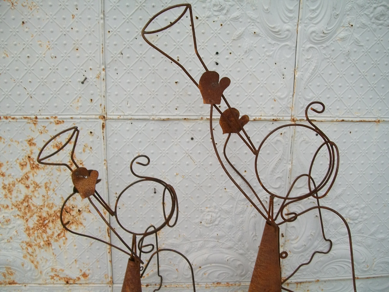 Wrought Iron Angels with Horn 2 Sizes Holiday or Accent Girls Decor
