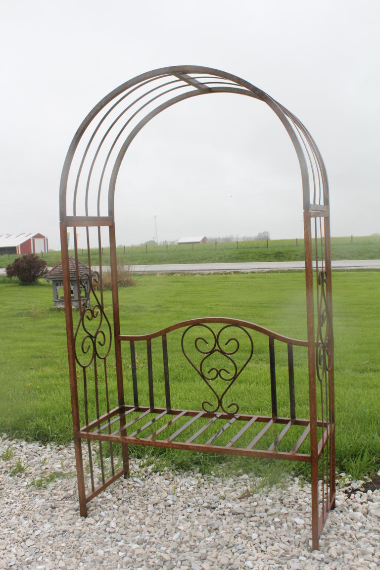 Wrought Iron Rose Bud Arbor Metal Trellis