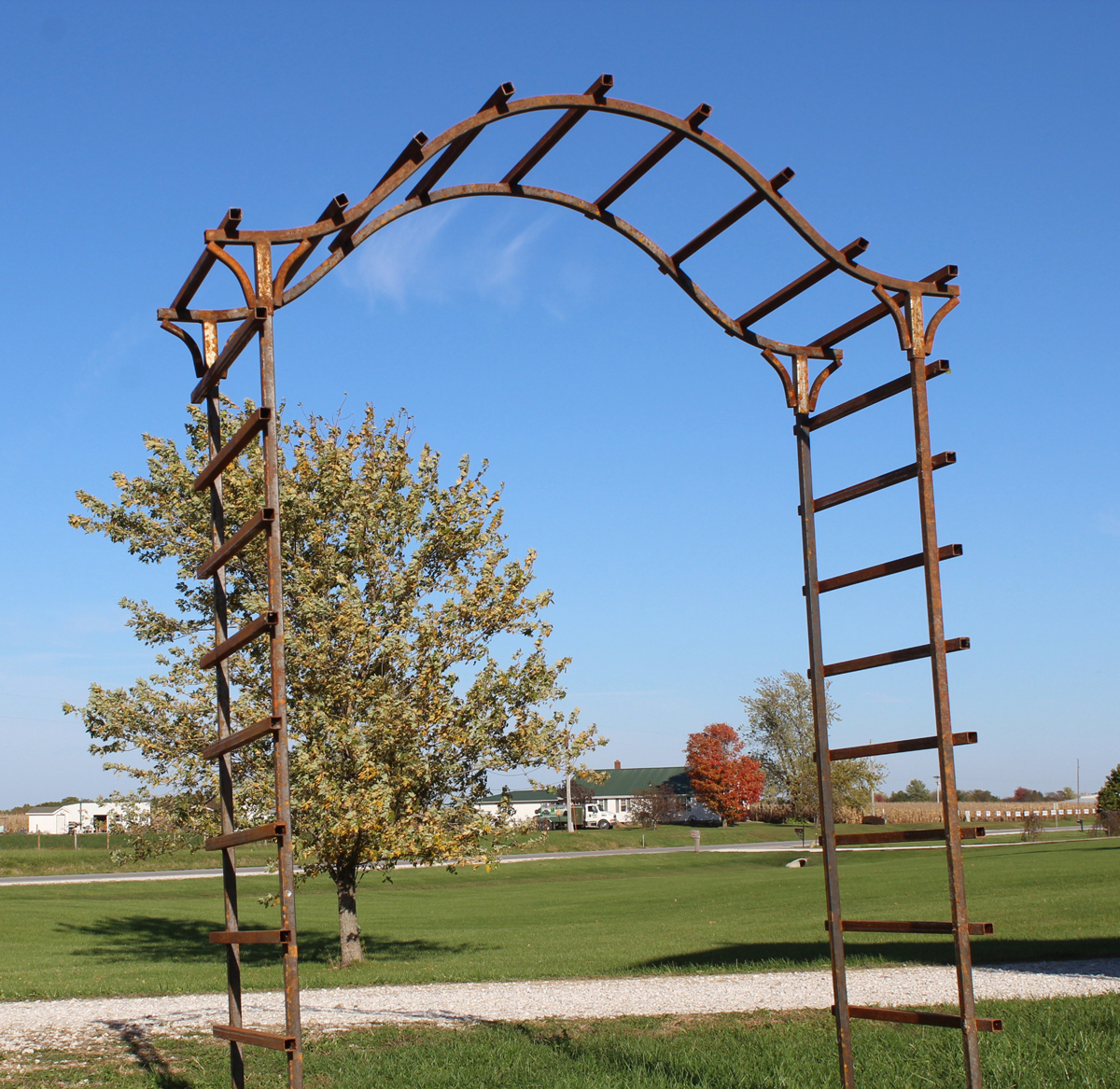 Wrought Iron Arched Patterson Garden Arbor - 8' Trellis