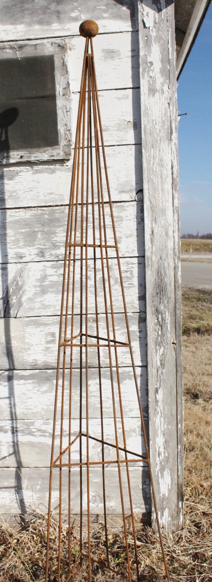 65" Metal Ball Top Triangle - Large Garden Obelisk