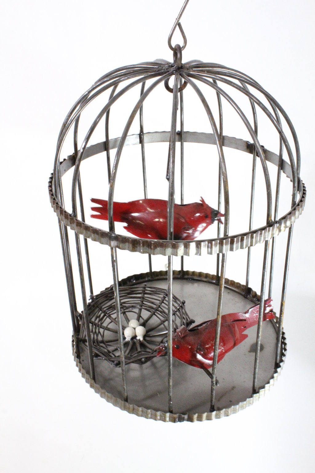 Wrought Iron Bird Cage with Cardinal