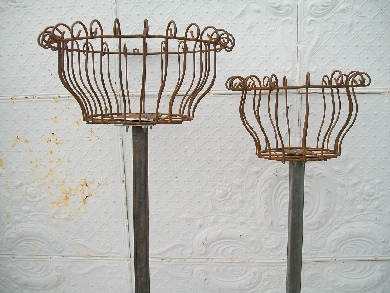 Wrought Iron Georgian Border Column Flower Baskets
