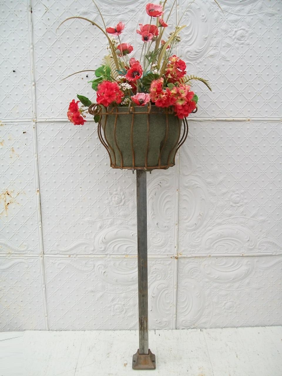 Wrought Iron Georgian Border Column Flower Baskets