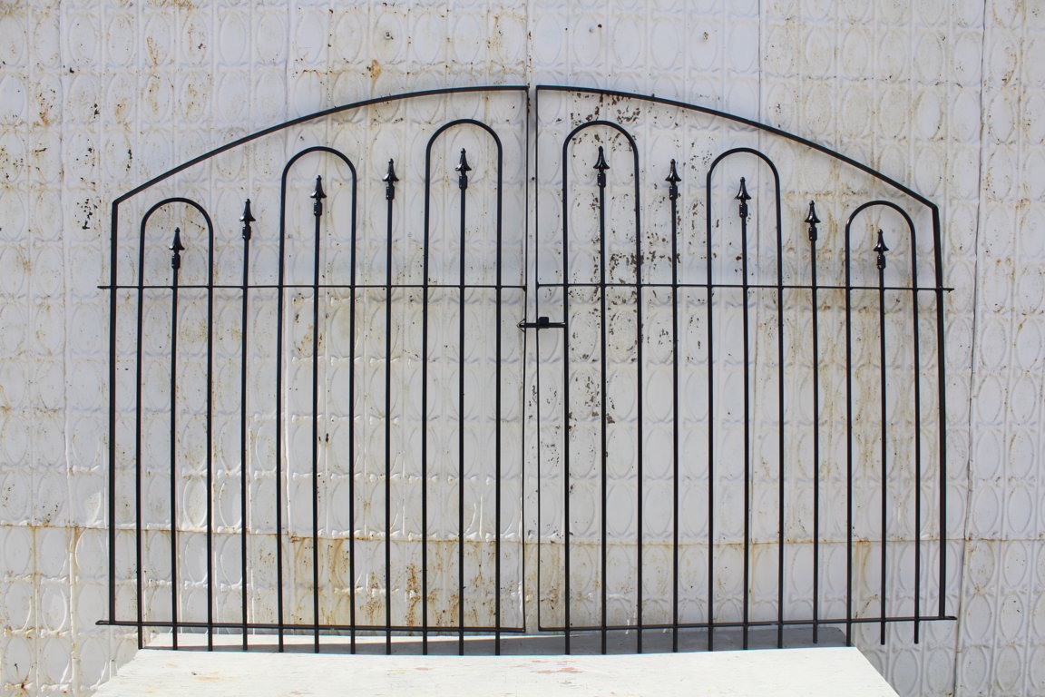 Wrought Iron Gate Hoop & Spear Fence Gate - 4' Tall x 7' Wide