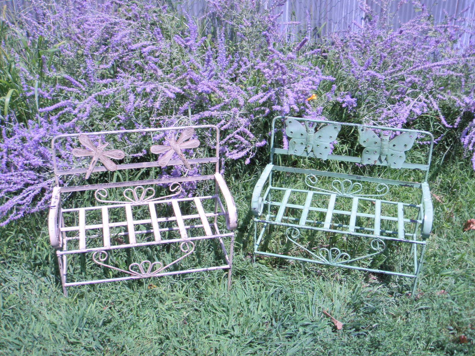 Wrought Iron Small Child's Butterfly Bench Patio Furniture