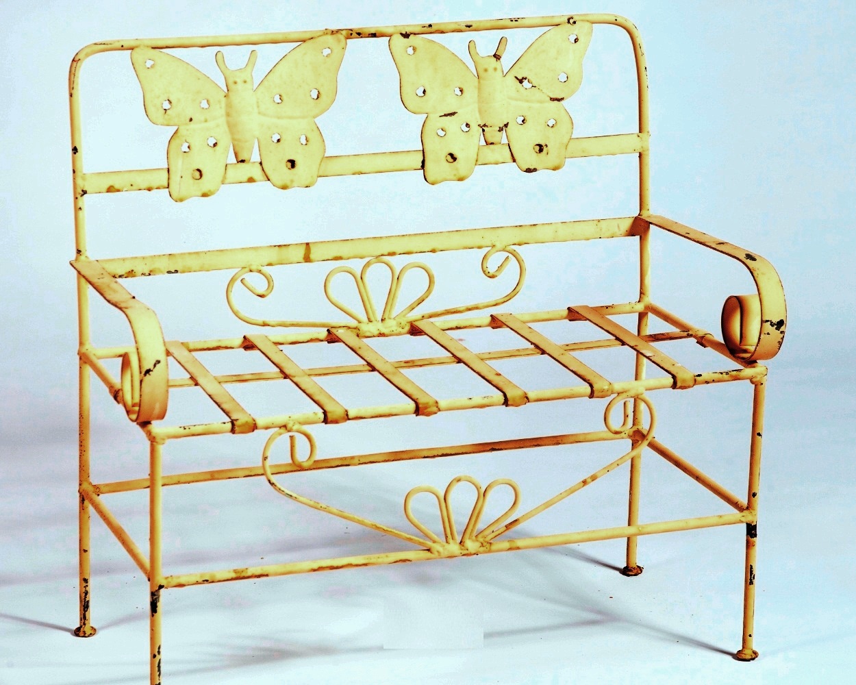 Wrought Iron Small Child's Butterfly Bench Patio Furniture