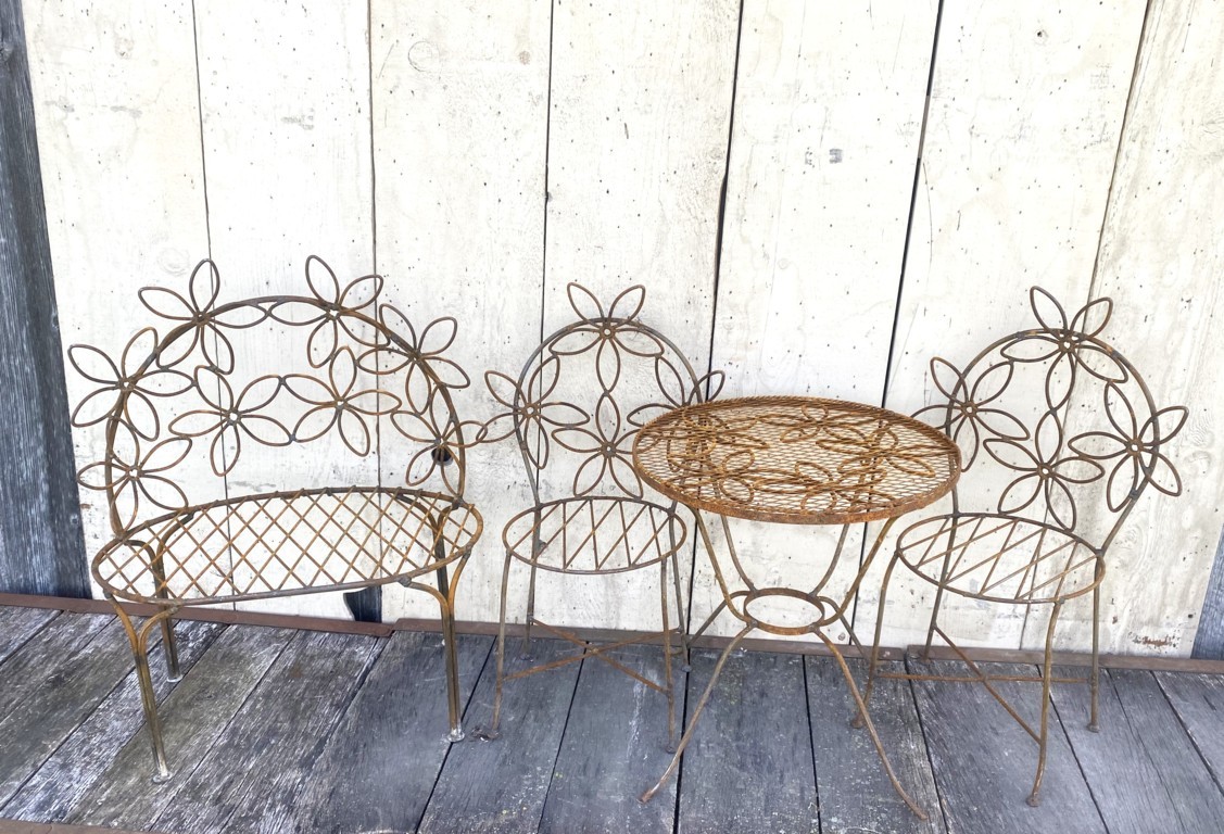 Wrought Iron Daisy Table Patio Furniture