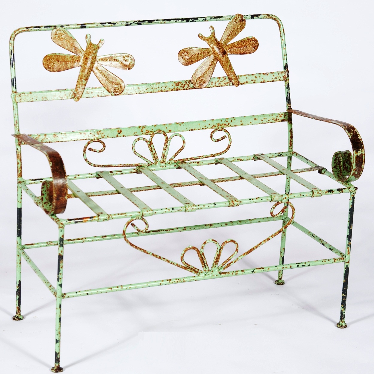 Wrought Iron Child's Dragonfly Bench