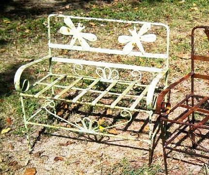 Wrought Iron Child's Dragonfly Bench
