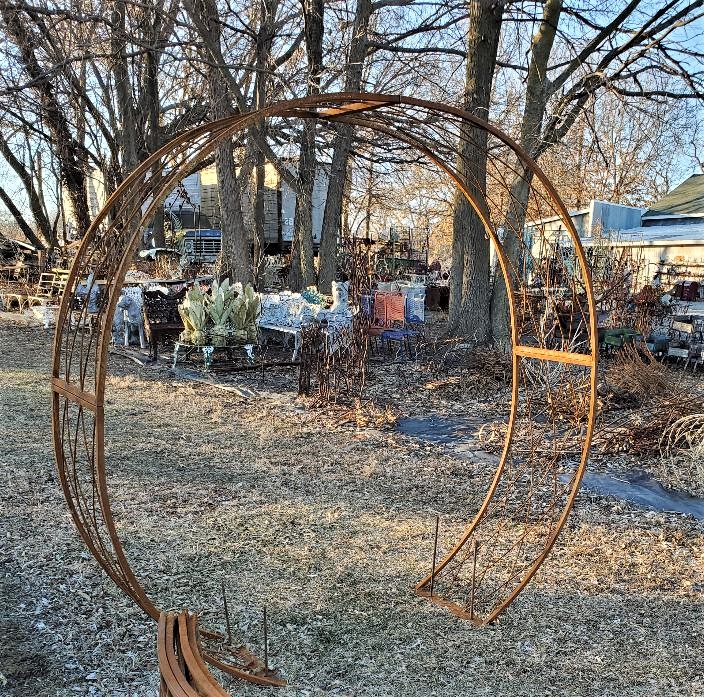 Wrought Iron Criss Cross Circle Arbor - Flower Garden Arch