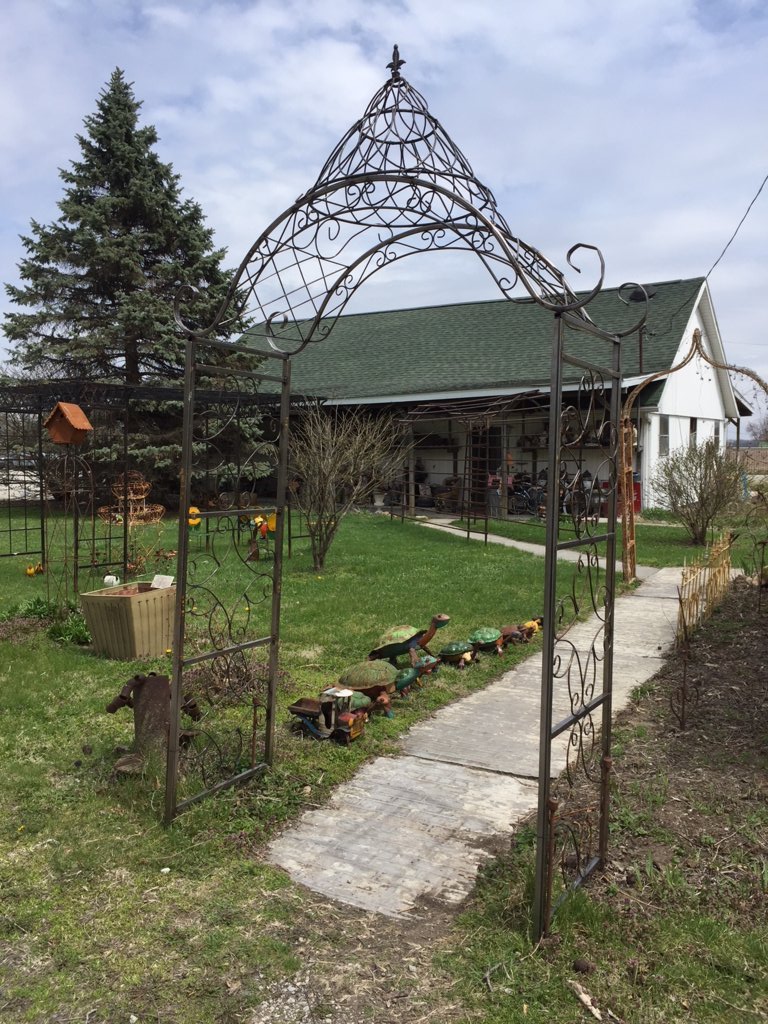 Wrought Iron Double Crown Arbor Garden Structure OUT OF STOCK