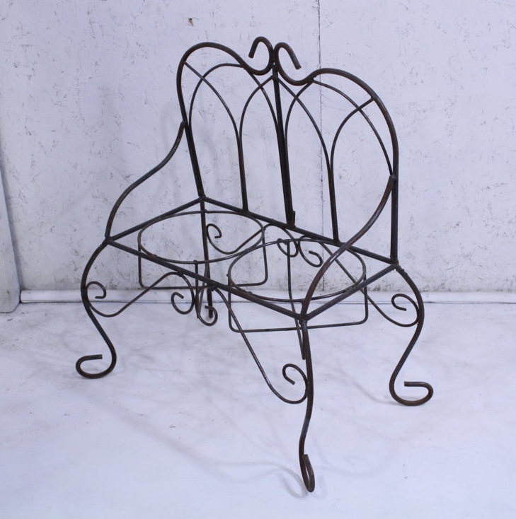 Wrought Iron Double Potting Chair Decorative Flower Planter