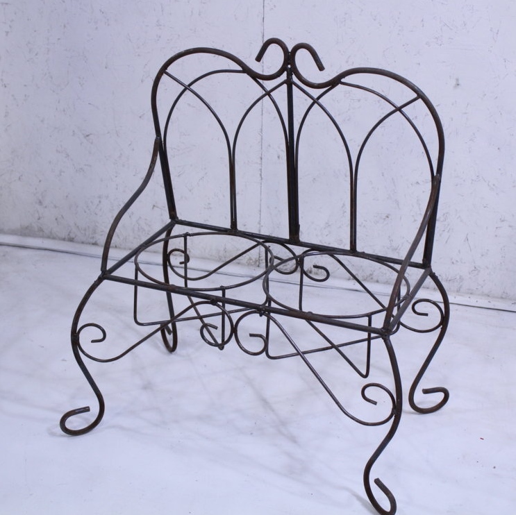 Wrought Iron Double Potting Chair Decorative Flower Planter