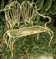 Wrought Iron Fan Back Bench - Metal Patio Seating