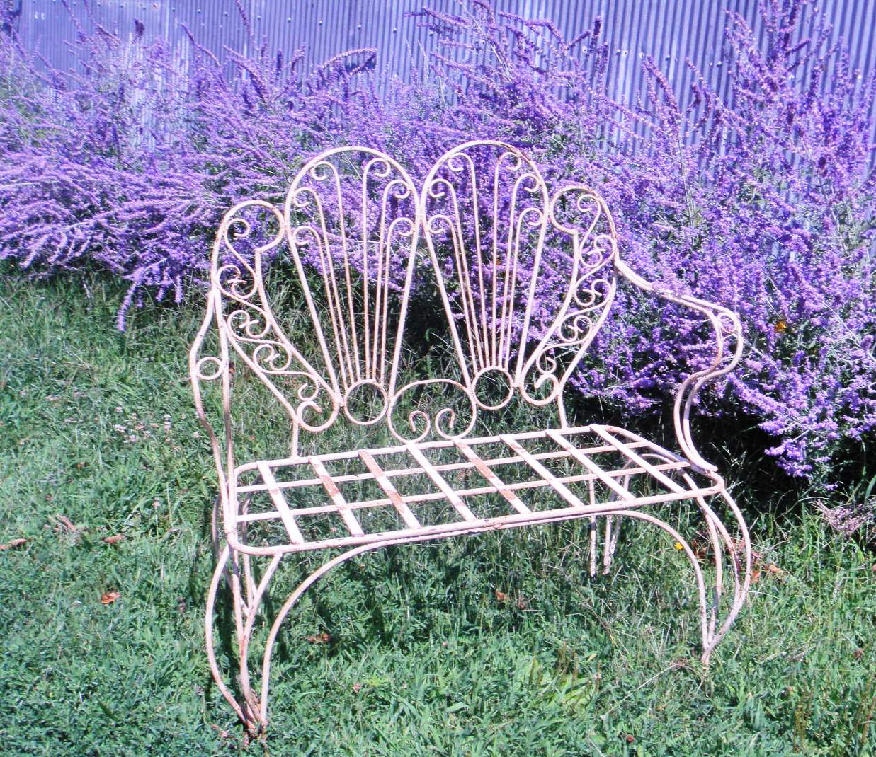 Wrought Iron Fan Back Bench - Metal Seating