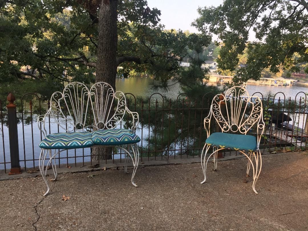 Wrought Iron Fan Back Bench - Metal Patio Seating