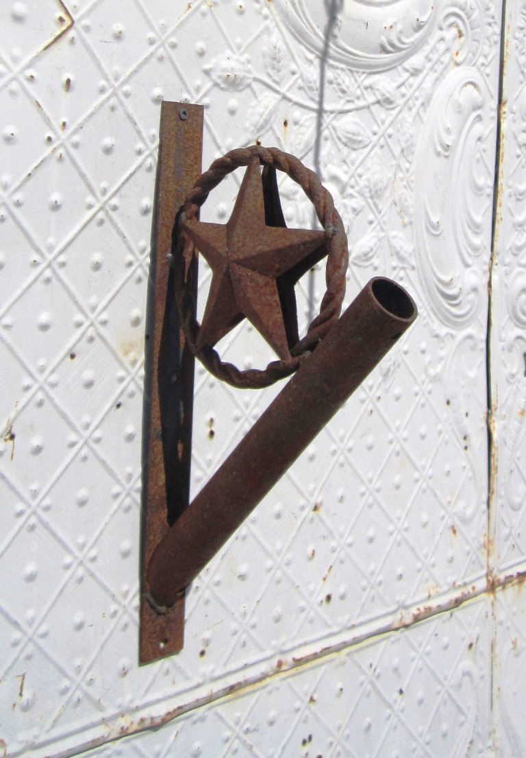 Wrought Iron Flag Holder - Metal With Star