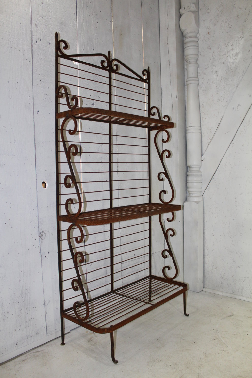Antique Wrought Iron Bakers Rack at Beverly Browning blog