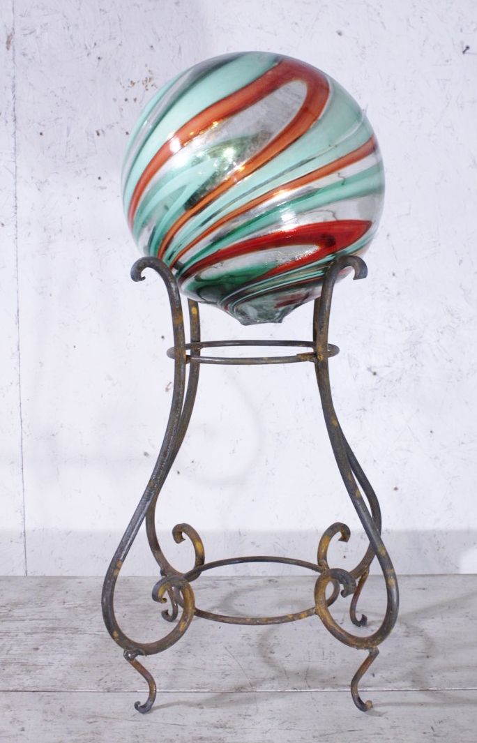 Wrought Iron Gazing Ball Stand - 25.5" Tall Plant Pot Holder