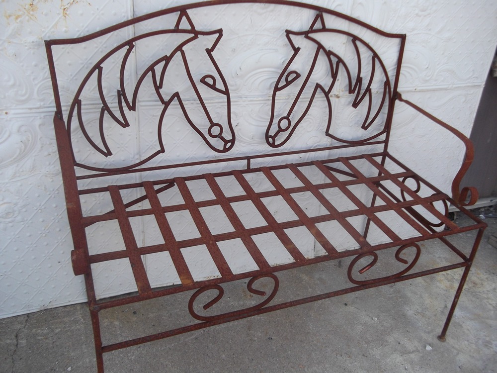 Wrought Iron Horse Bench - Metal Seating