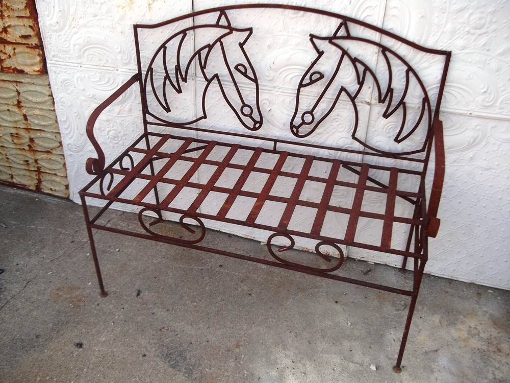 Wrought Iron Horse Bench - Metal Seating