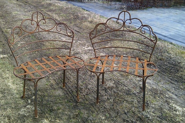 Wrought Iron Kidney Bench - Exterior and Outdoor Furniture