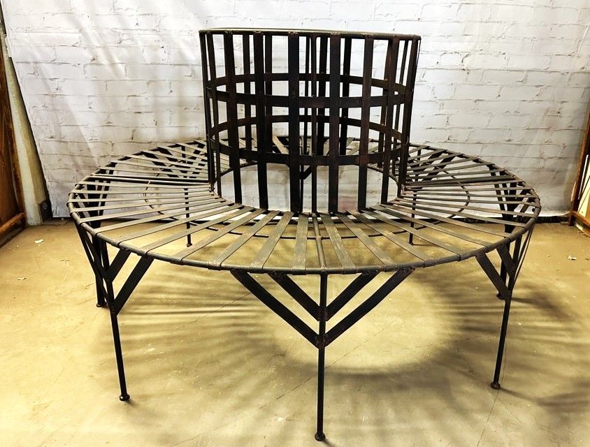 Wrought Iron Large Strap Tree Bench