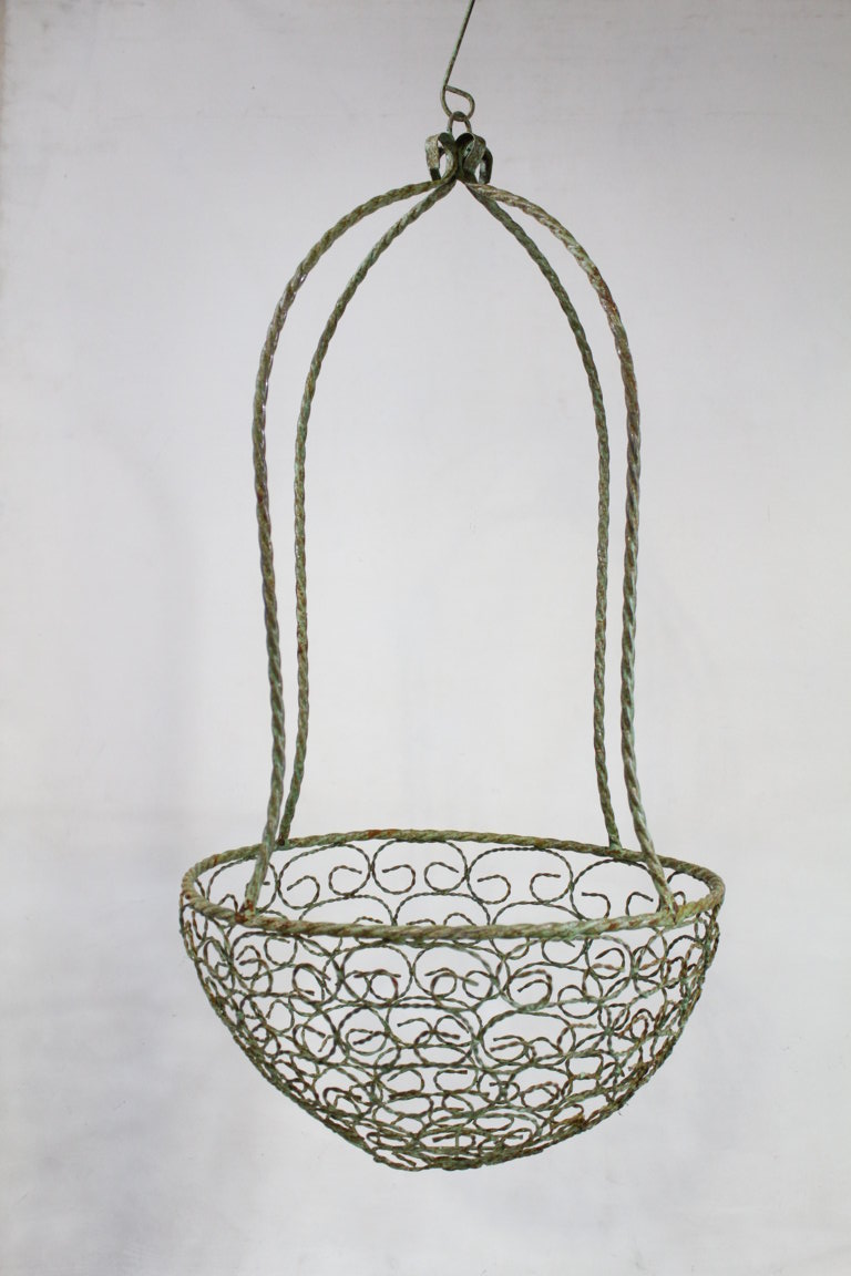 Wrought Iron Large 52" Hanging French Basket Decorative Container