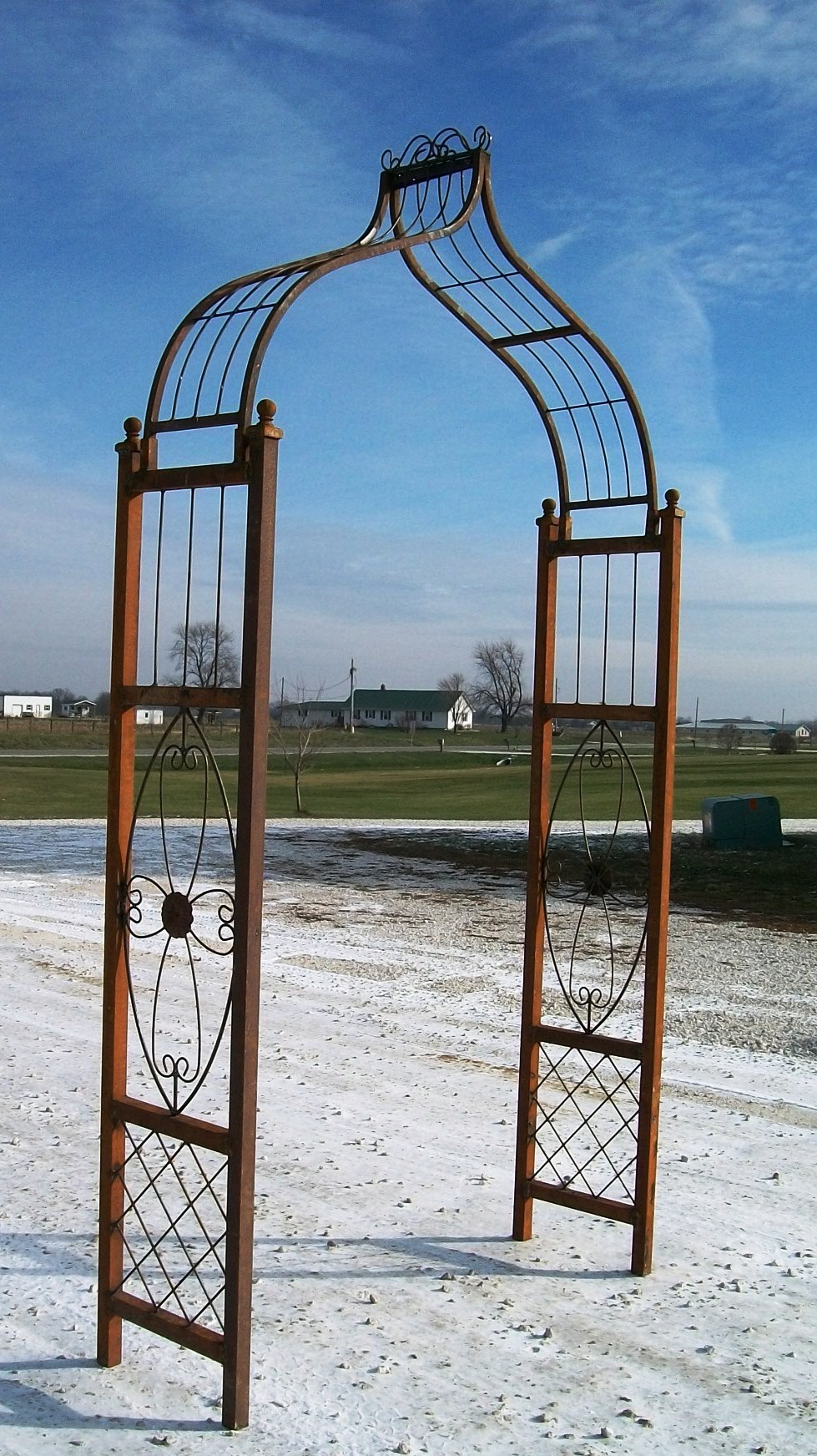 Wrought Iron Medallion Flower Arbor - Garden Arch