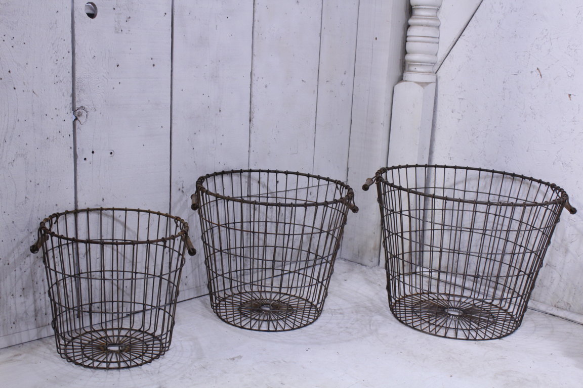 Wrought Iron Medium Basket Bushel - Laundry Industrial Container