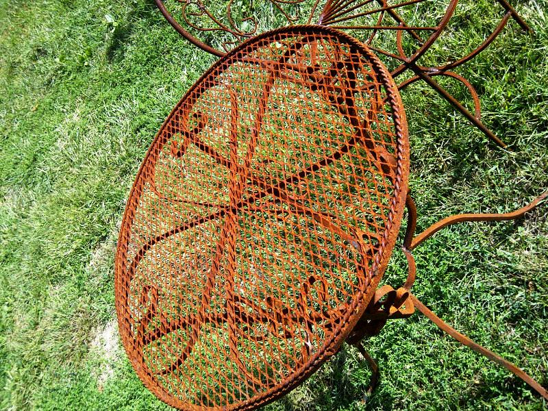 Wrought Iron Mesh Topped Patio Tables