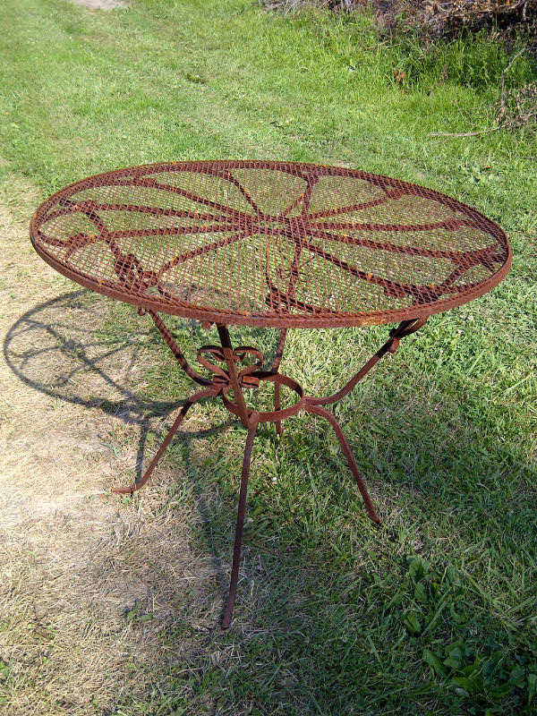Wrought Iron Mesh Topped Patio Tables