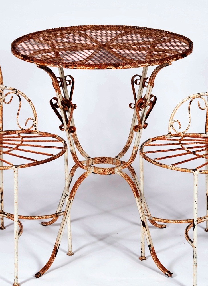 Wrought Iron Mesh Topped Patio Tables
