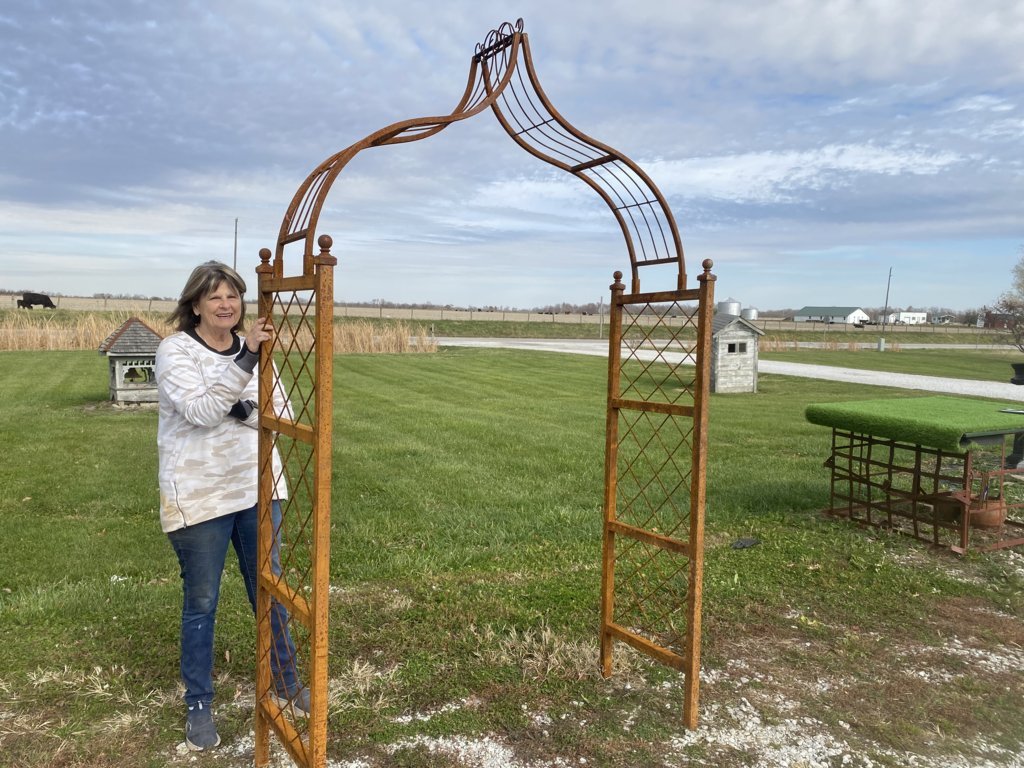 Wrought Iron Michael Arbor - Large Flower & Vine Arch Trellis