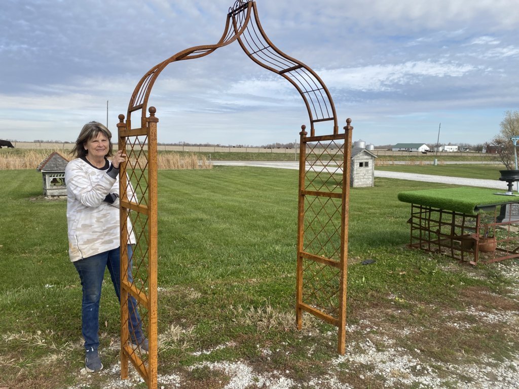 Wrought Iron Michael Arbor - Large Flower & Vine Arch Trellis